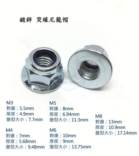 鍍鋅 突緣尼龍螺帽 M3 M4 M5 M6 M8 六角法蘭防鬆螺母 露天市集 全台最大的網路購物市集