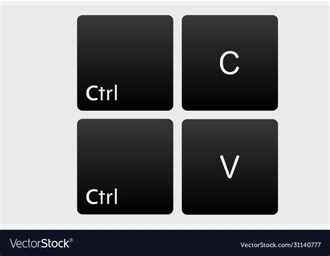 Copy Paste Button Control Ctrl C V Royalty Free Vector Image