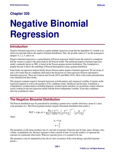 Negative Binomial Regression Pdf Errors And Residuals Regression
