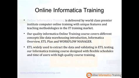 Etl Informatica Online Training Youtube