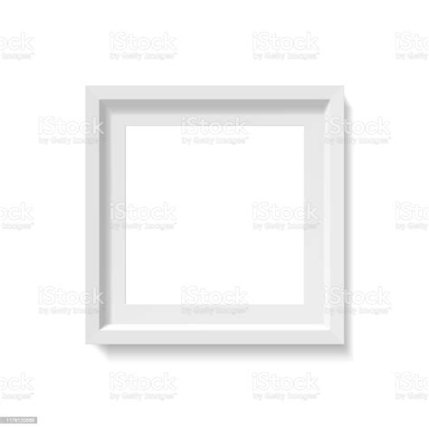 빈 사각형 사진 프레임 모형입니다 사진 컨테이너 템플릿입니다 흰색 벽에 격리된 변환된 그림자가 있는 그림입니다 용지 포스터의 빈 공간입니다 클로즈업 현실적인 벡터