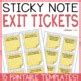 Exit Ticket Templates Sticky Note Exit Slips All Subjects