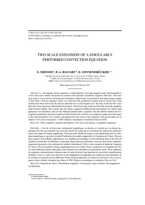 Pdf Two Scale Expansion Of A Singularly Perturbed Convection Equation