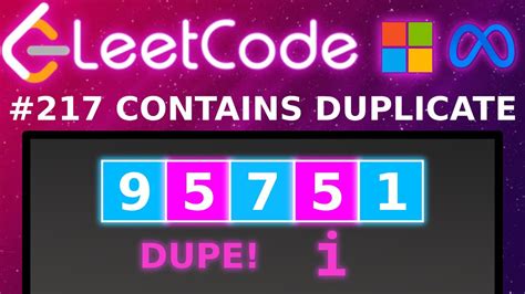 Leetcode 217 Contains Duplicate Python Blind 75 Hashset Youtube