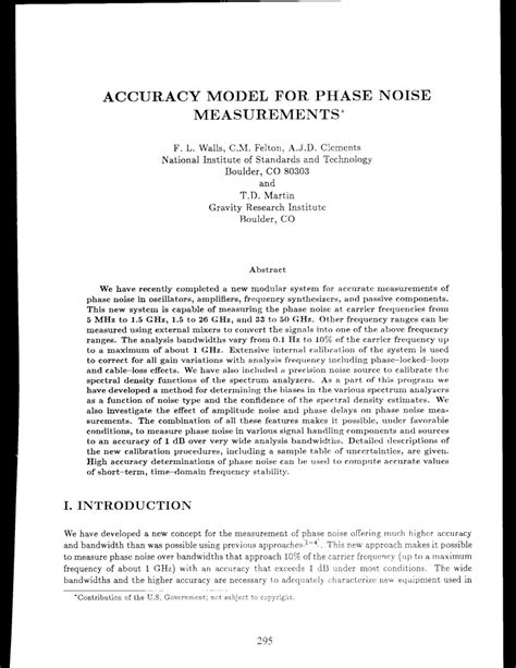 Pdf Accuracy Model For Phase Noise Measurements