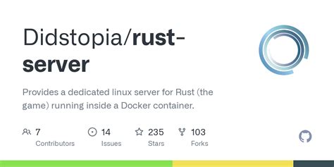 Github Didstopiarust Server Provides A Dedicated Linux Server For Rust The Game Running