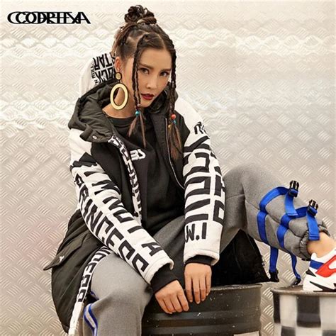 Новые зимние женские куртки в стиле хип хоп рок парки с капюшоном длинная куртка с хлопковой