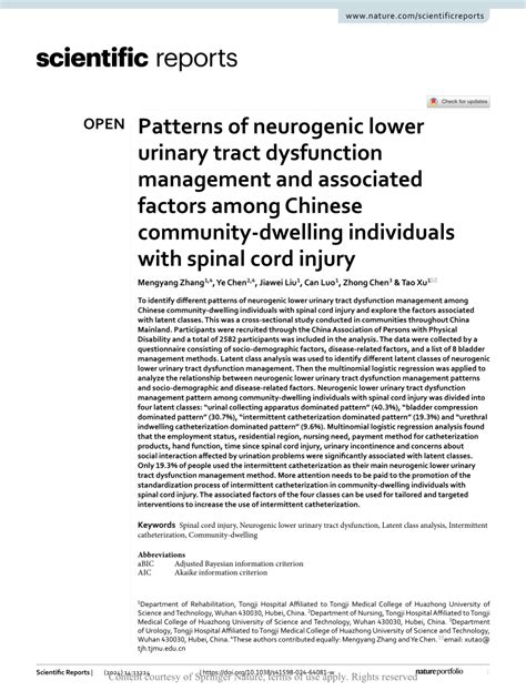 Pdf Patterns Of Neurogenic Lower Urinary Tract Dysfunction Management And Associated Factors