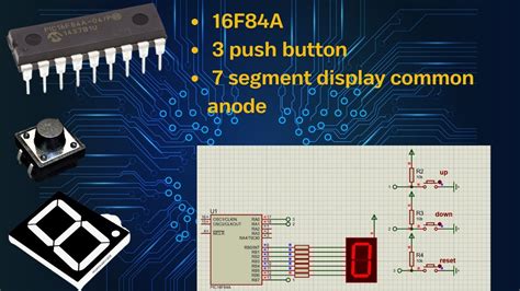Counter Updown And Reset Value Using Pic 16f84a 3 Push Button And 7 Segment Display Common