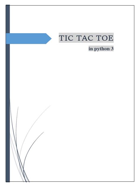 Tic Tac Toe Documentation In Python 3 Download Free Pdf