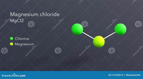 Magnesium Chloride Molecule 3d Rendering Flat Molecular Structure With