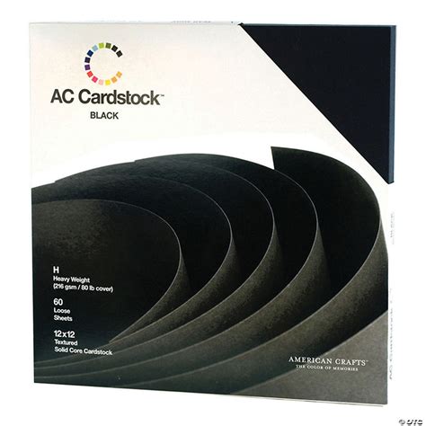 American Crafts Textured Cardstock Pack 12x12 60pkg Solid Black