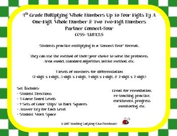 Multiply Whole Numbers Up To 4 Digits By A 1 Digit Whole Number 2 Two Digit