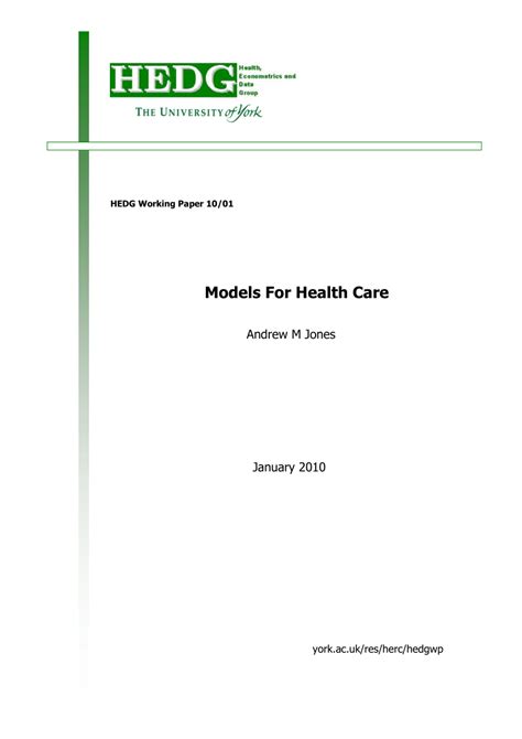 PDF Models For Health Care