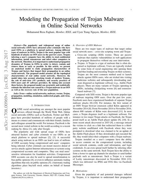 Pdf Modeling The Propagation Of Trojan Malware In Online Social Networks