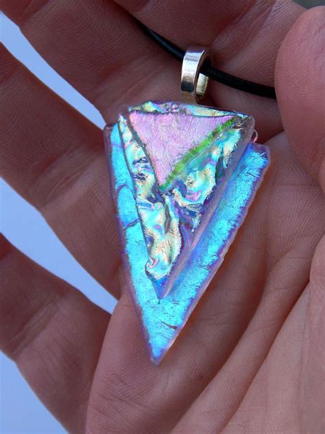 Aurora Borealis Glass Pendant Iridescent Colors Jewelry Color