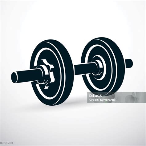 아령 벡터 그림 디스크 무게와 흰색 절연 스포츠 파워 리프팅 및 피트 니스 훈련 장비입니다 강철에 대한 스톡 벡터 아트 및 기타