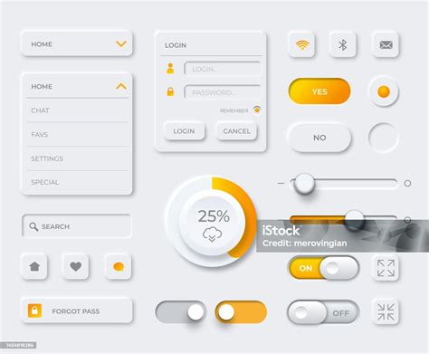 모바일 앱 금융을 위한 사용자 인터페이스 요소입니다 새로운 트렌디한 뉴모틱 디자인 누름 버튼에 대한 스톡 벡터 아트 및 기타 이미지 누름 버튼 그래픽 사용자 인터페이스