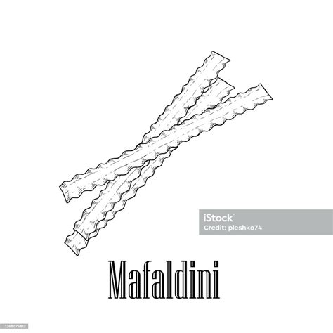 이탈리아 파스타 마팔디니 전통적인 이탈리아 음식의 손으로 그린 스케치 스타일 일러스트 메뉴 디자인 및 포장에 가장 적합합니다 흰색 배경에서 격리된 벡터 드로잉입니다 개체