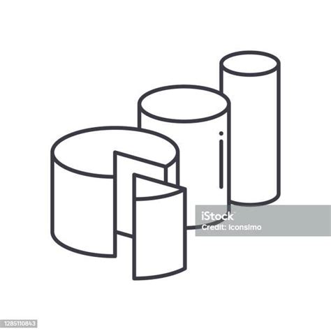 3d 다이어그램 아이콘 선형 격리 된 그림 얇은 선 벡터 웹 디자인 기호 흰색 배경에 편집 가능한 스트로크와 개요 개념 기호 3차원 형태에 대한 스톡 벡터 아트 및 기타