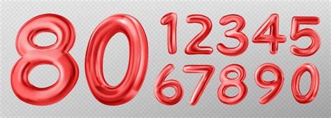 숫자의 3d 빨간 숫자 글꼴 풍선 무료 벡터