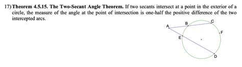 Solved Theorem The Two Secant Angle Theorem If Chegg Com