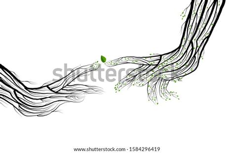 Two Human Hand Looks Like Tree Stock Vector Royalty Free 1584296419 Shutterstock