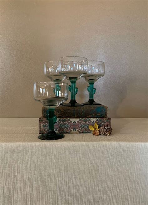 4 Vintage Wine Glasses Cactus Libby Vintage Wine Glasses Etsy