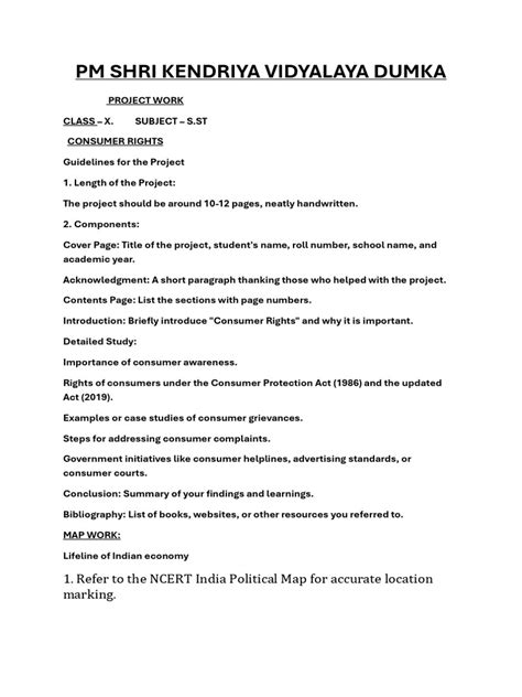 Project Work Class 10 Pdf