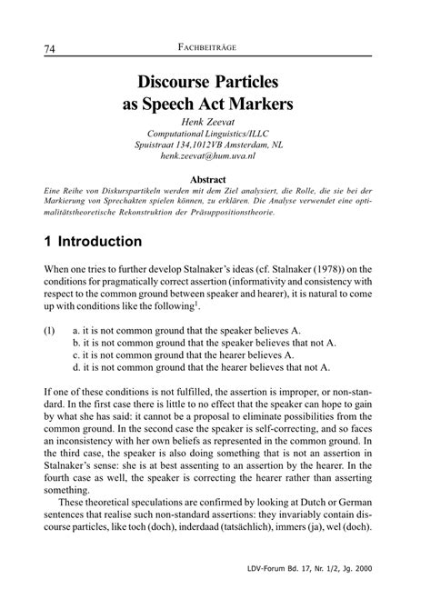 pdf discourse particles as speech act markers