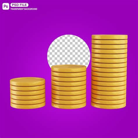 Premium Psd 3d Golden Coins Stacks Illustration
