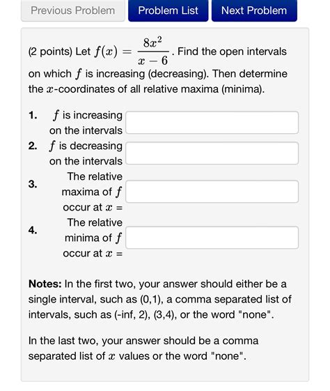 Solved Previous Problem2 ﻿points ﻿let Fx8x2x 6 ﻿find