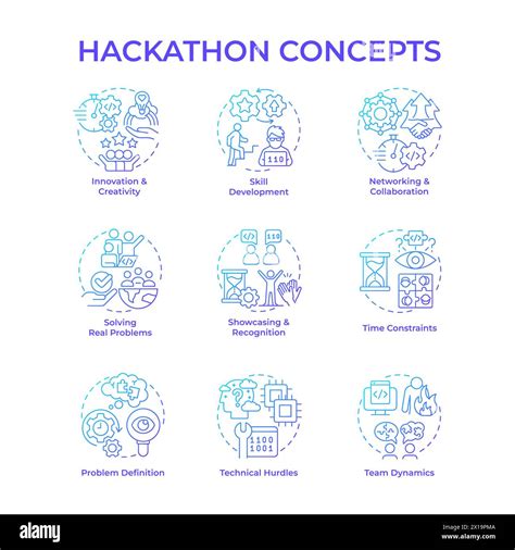Hackathon Blue Gradient Concept Icons Stock Vector Image And Art Alamy