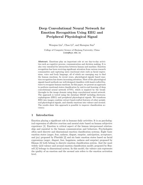 Pdf Deep Convolutional Neural Network For Emotion Recognition Using Eeg And Peripheral