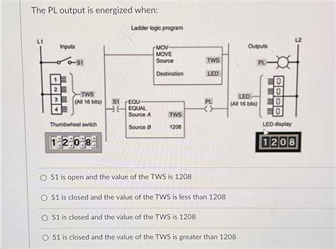 Solved The Pl Output Is Energized Whenladober Bobecrofosam