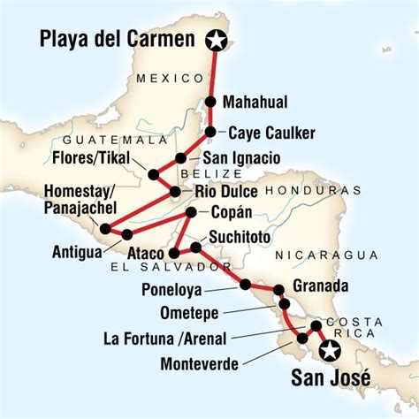 Map Of The Route For Best Of Central America Central America Travel