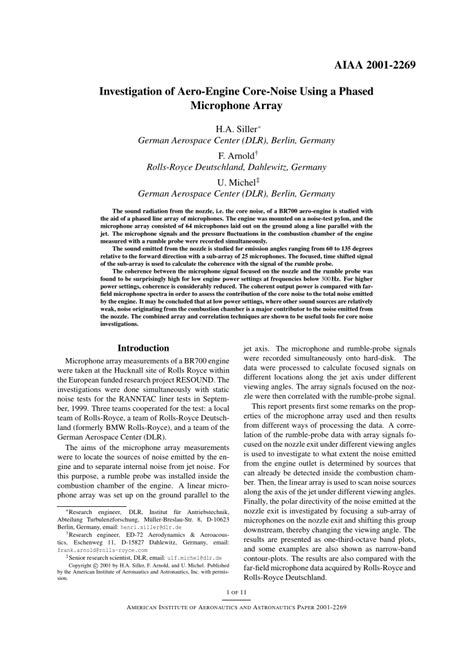 Pdf Investigation Of Aero Engine Core Noise Using A Phased Microphone