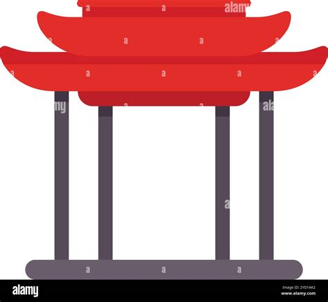 Red Asian Arch With Grey Pillars Representing Traditional Chinese