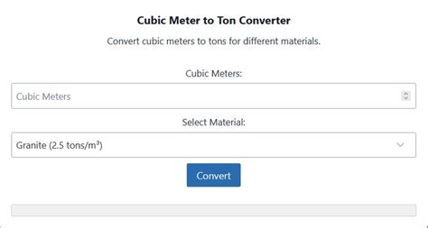 Cubic Meter To Ton Calculator Convert Cubic Meter To Ton