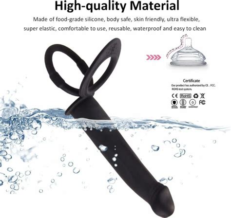 Double Penetration Dildo Vibrator With Cock Ring Banana Cleaner