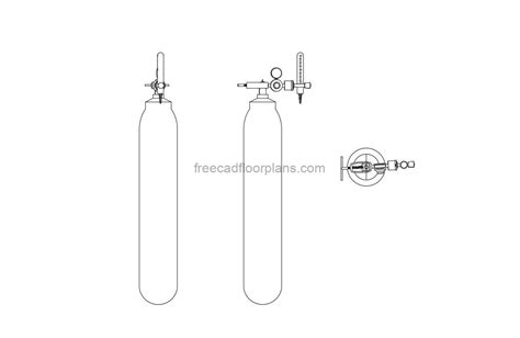 Oxygen Cylinder Free Cad Drawings