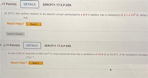 Solved [−11 Points] Sercp11 17 5 P 030 −c −1a 20∘c The
