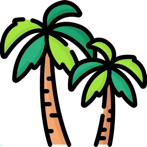 دانلود آیکون درخت نخل دوتایی استایل خطی رنگی با فرمت Png