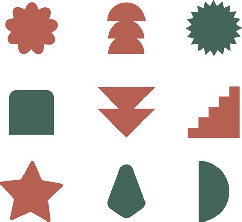 Modern Basic Shape Brutal Contemporary Figure Star Oval Spiral Flower