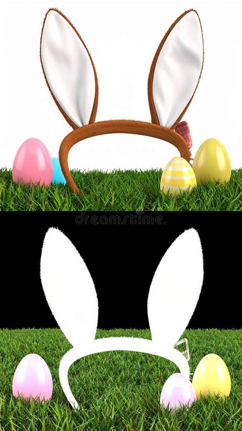 Fluffy Brown Bunny Ears Headband With Vibrant Easter Eggs On Green