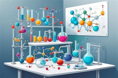 Premium Photo Illustrate A Corner Of The Lab With Colorful Molecular Models And Charts