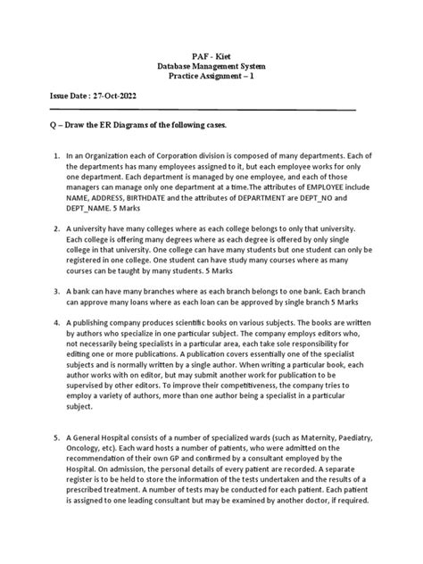 1 Practice Assignment Er Diagram Pdf Databases Academic Degree