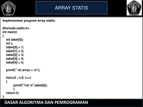 Ppt Array Statis Dan Dinamis Powerpoint Presentation Free Download
