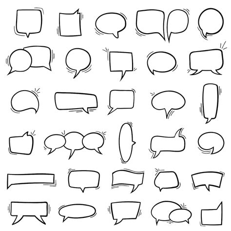 premium vector set of hand drawn black colored linear speech balloons