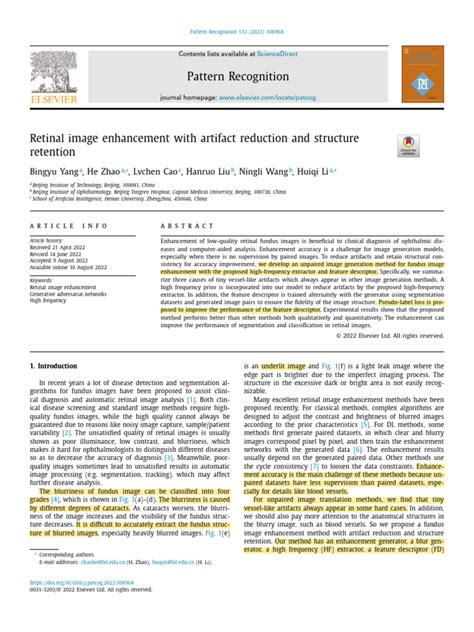 2023 Retinal Image Enhancement With Artifact Reduction And Structure